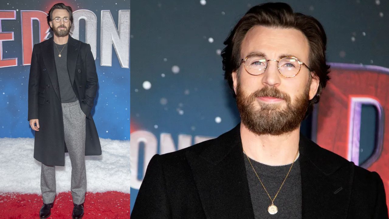 Chris Evans aparece de barba grande em première de "Red One" - Moda ...